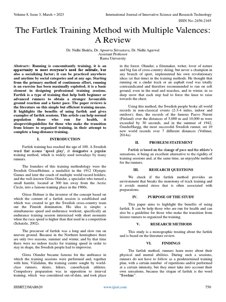 The Fartlek Training Method With Multiple Valences A Review | PDF ...
