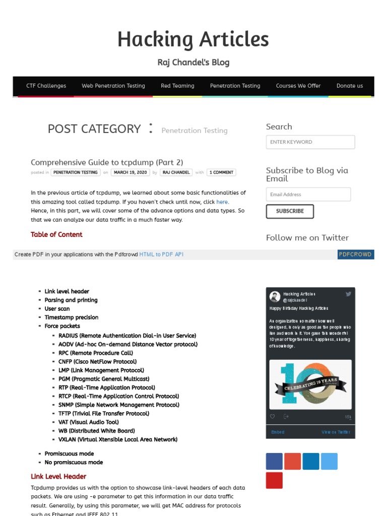 Comprehensive Guide To Tcpdump (Part 2) PDF | PDF | Transmission Control Protocol | Port ...