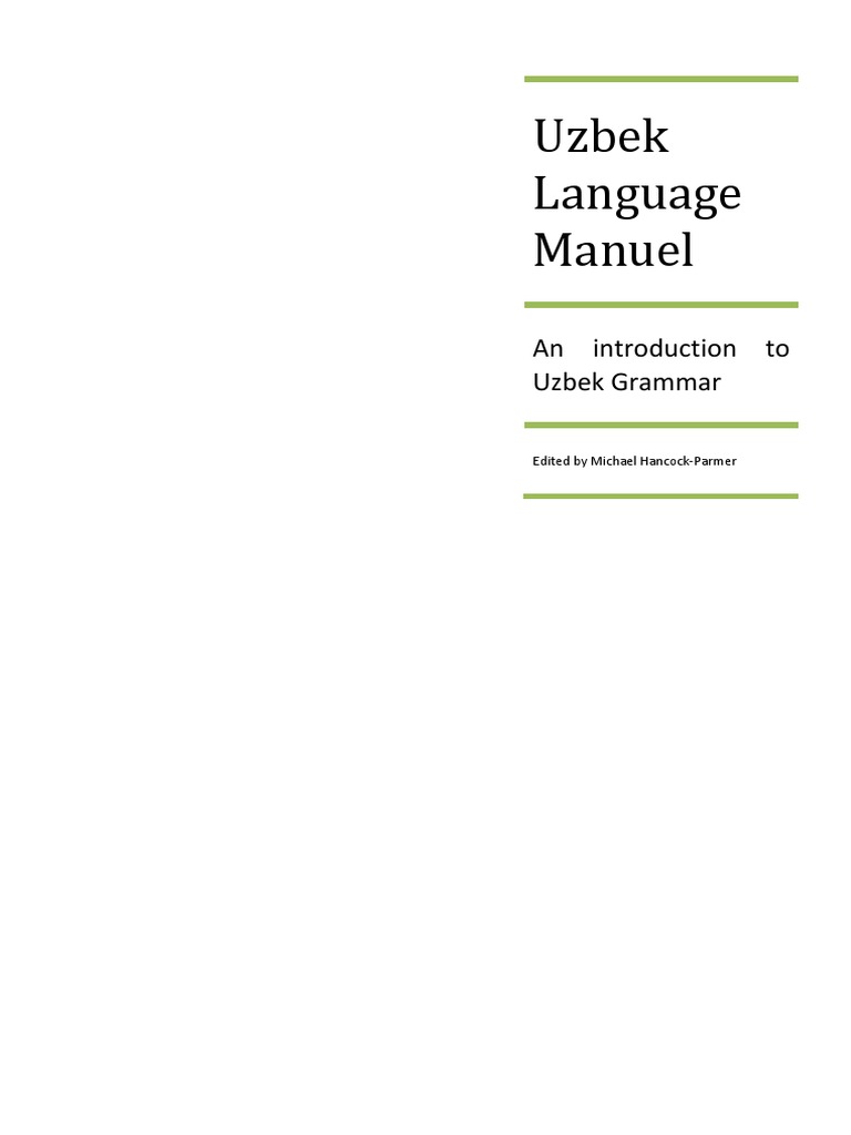 Uzbek Language Manuel - An Introduction To Uzbek Grammar (PDFDrive ...