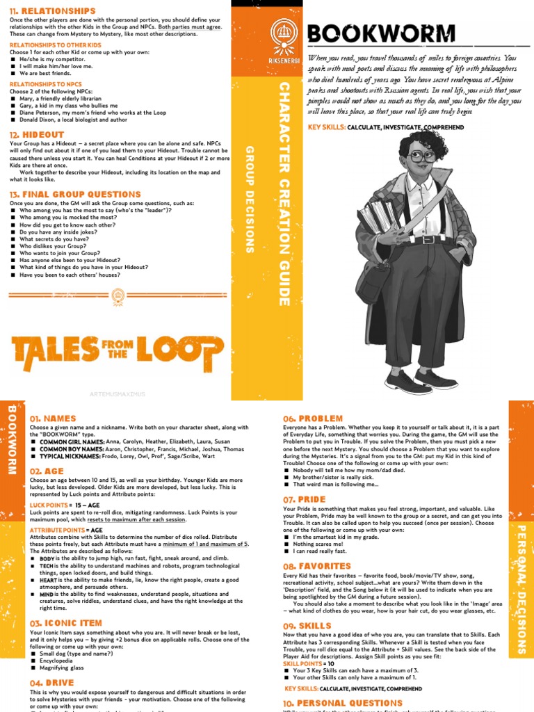 Tales From The Loop - Character Creation Guides | PDF
