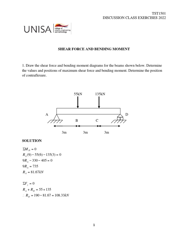 Shear Force and Bending Moment Exercises 2022 S2 | PDF | Teaching Methods & Materials ...