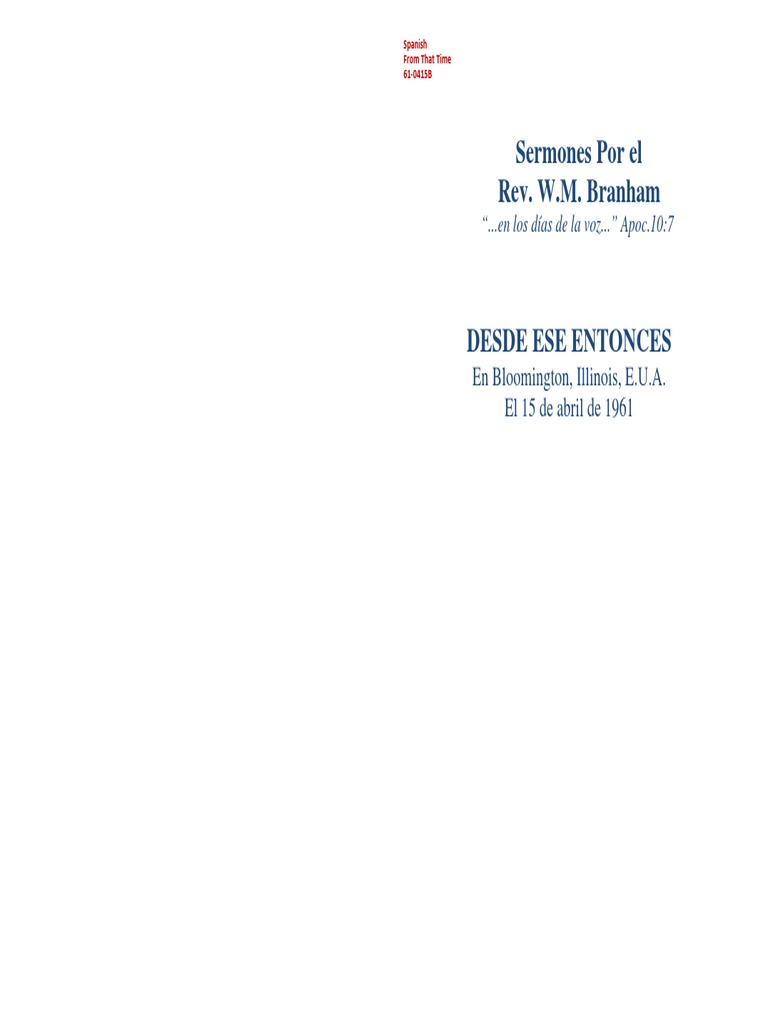 61-0415B Desde Ese Entonces WMB | PDF | Dios | Cristo (título)