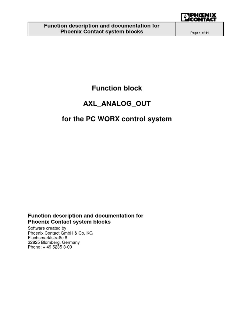 Axl Analog Out V1 00 001 | PDF | Parameter (Computer Programming) | Input/Output