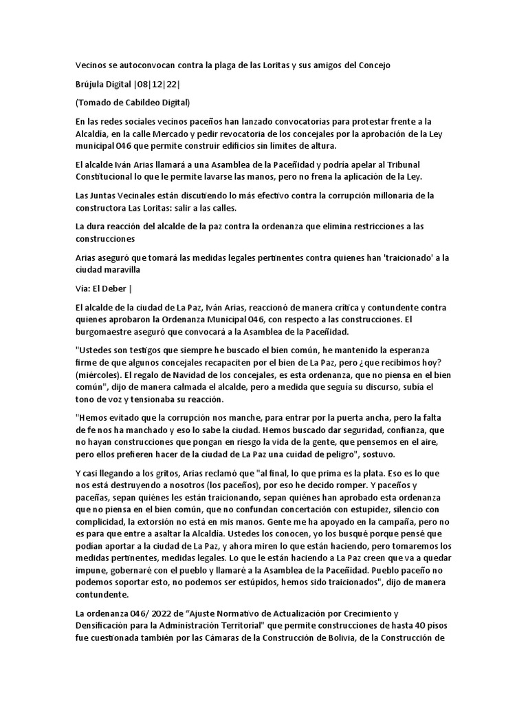 Vecinos Se Autoconvocan Contra La Plaga de Las Loritas y Sus Amigos ...