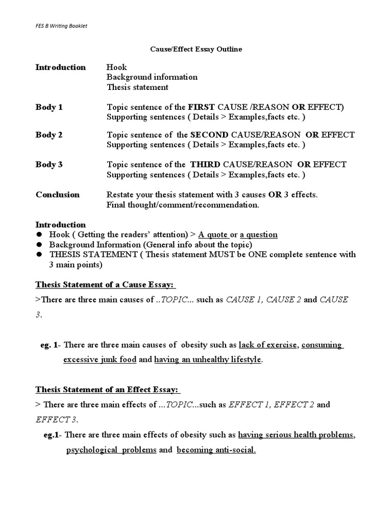 Cause & Effect & Argumentative Essay Outline | Download Free PDF ...