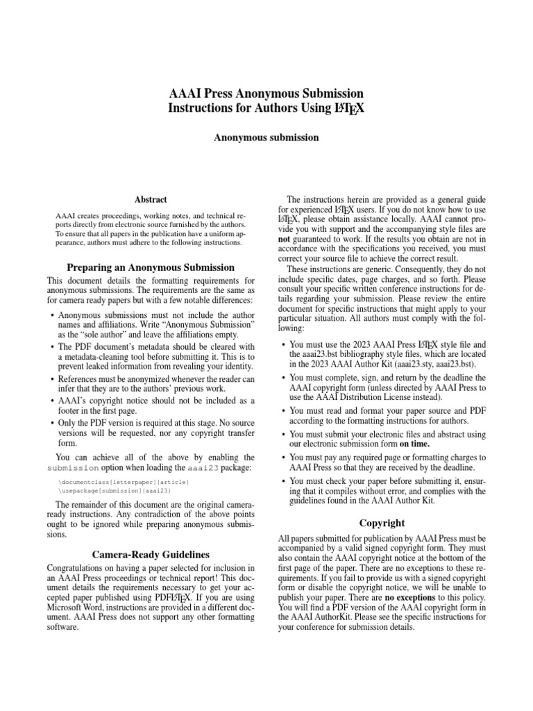 Anonymous Submission Latex 2023 | PDF | Typefaces | Te X