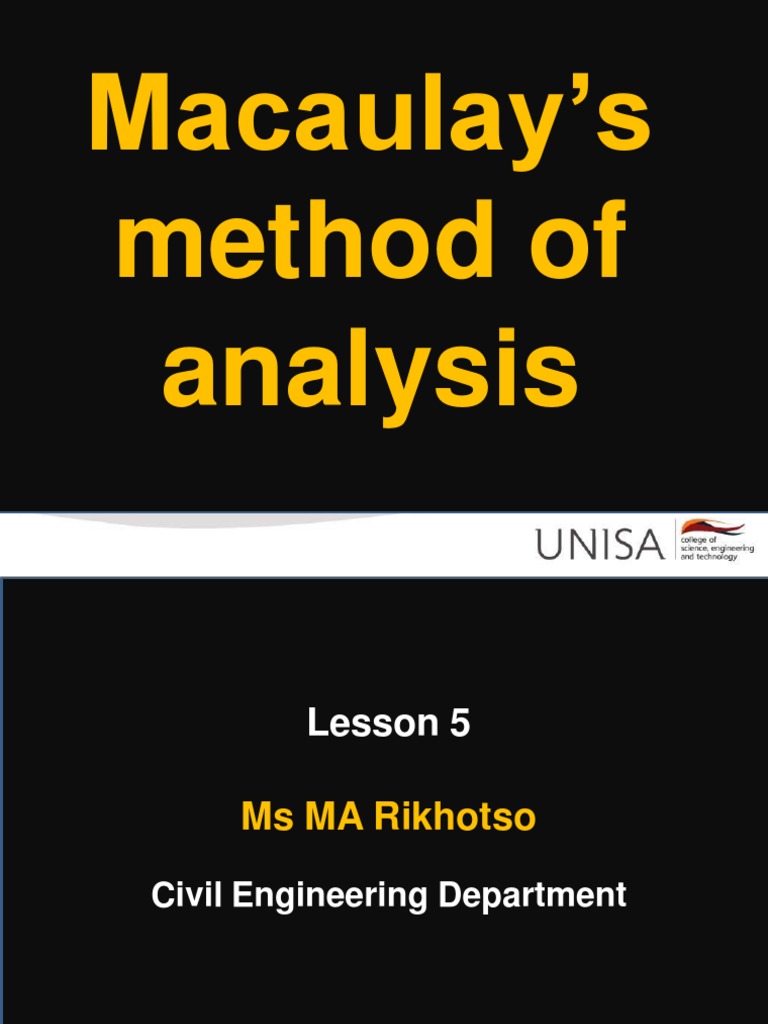 Lesson 5 Macaulays Method Presentation | PDF | Beam (Structure) | Physics