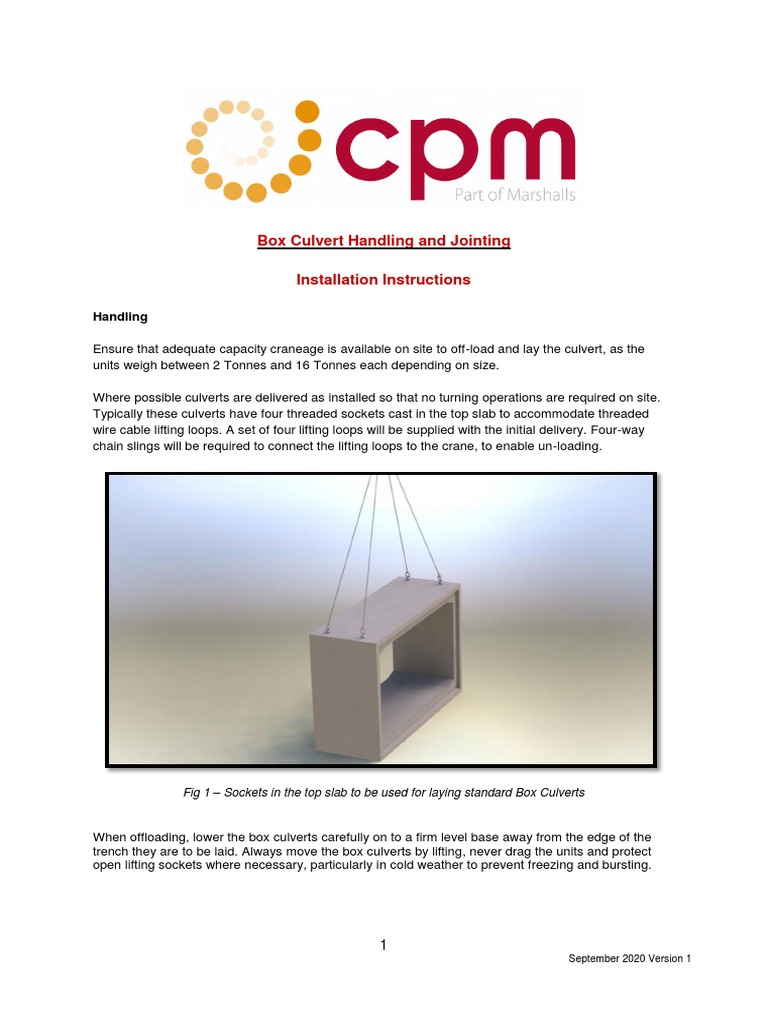 Box Culvert Handling and Jointing Instructions 2020 PDF | PDF | Anchor ...