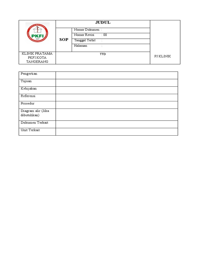 Template SOP Klinik Pratama | PDF