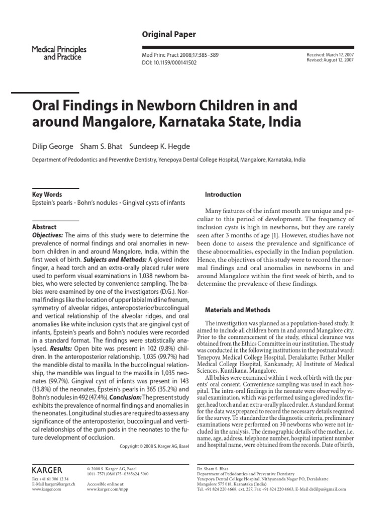 Perlas de Epstein, Nodulos de Bohn, Gingival Del Recien Nacido PDF ...