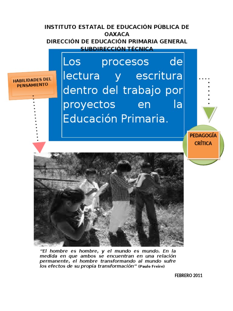 Procesos de Escritura y Lectura Por Trabajo Por Proyectos en Primaria ...