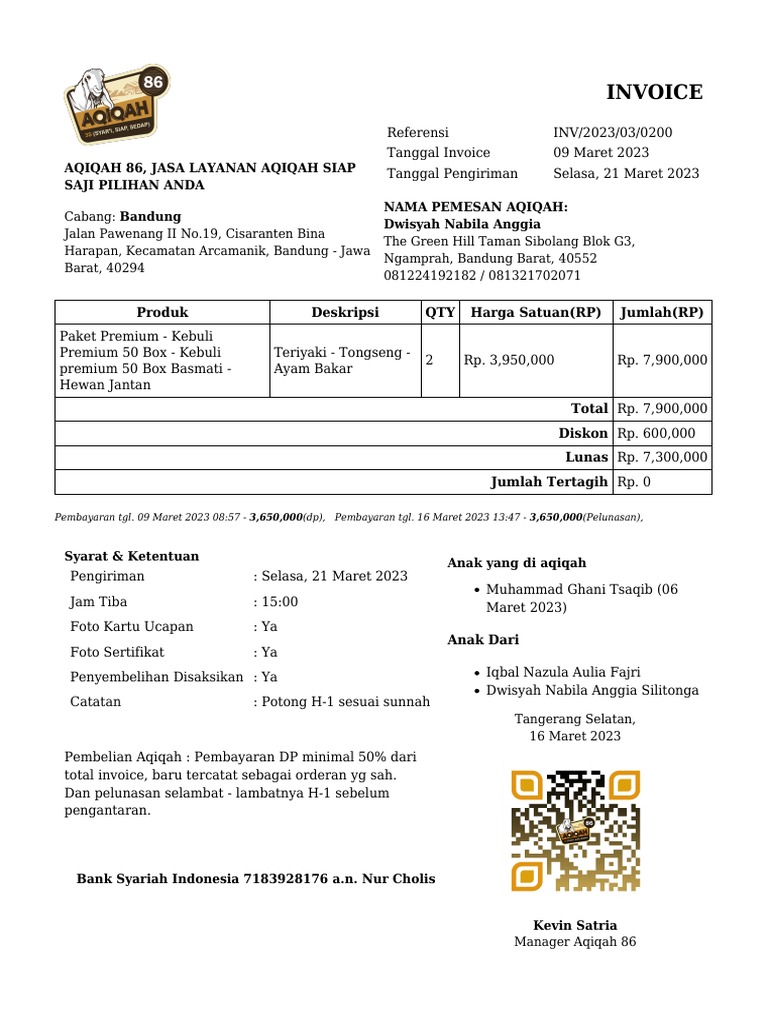 Invoice Dwisyah Nabila Anggia 21 Maret 2023 | PDF