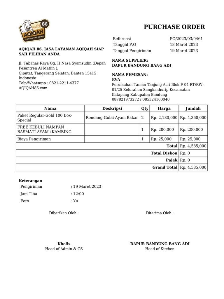 Purchase-Order EVA | PDF