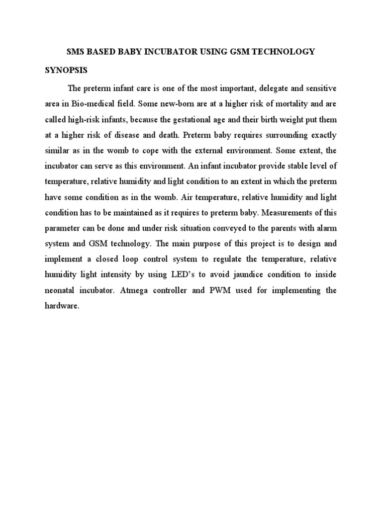Abstract-SMS BASED BABY INCUBATOR USING GSM TECHNOLOGY | PDF