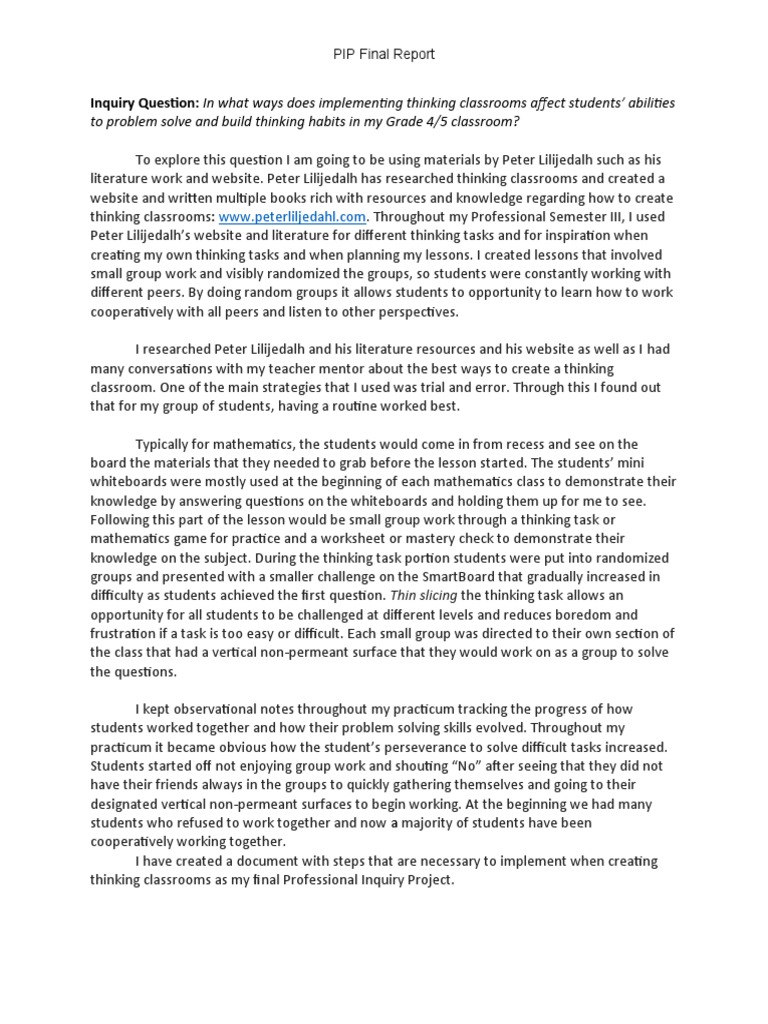 Final Pip Project | Download Free PDF | Classroom | Teachers