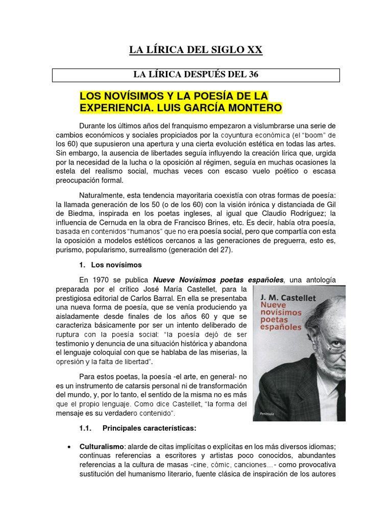 La poesía española del siglo XX: La lírica después del 36, los ...