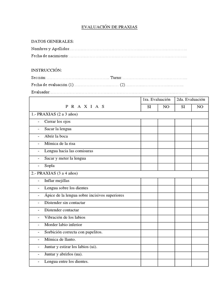 Evaluacion De Praxias Pdf