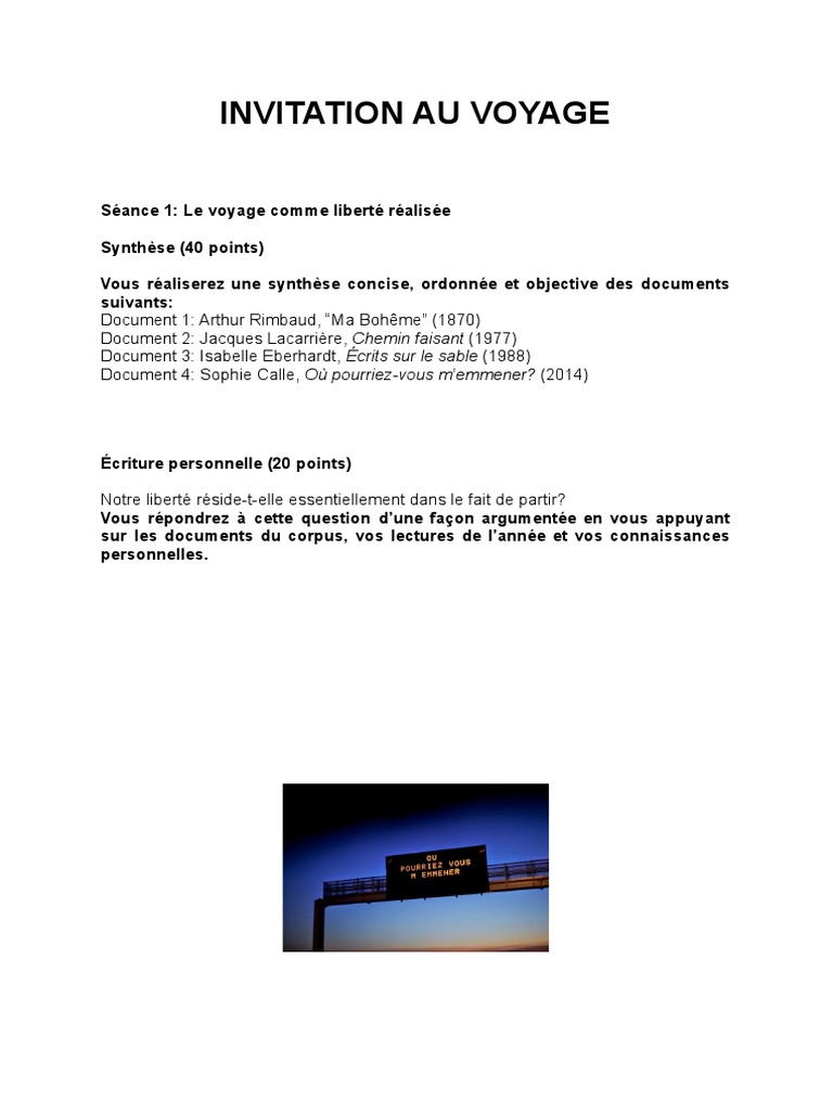 Invitation au Voyage et Liberté | PDF | Jeunes adultes