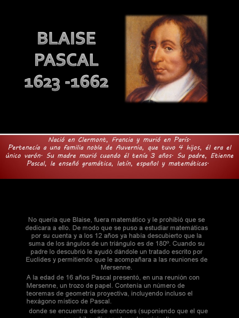 BLAISE PASCAL Biografia | PDF | Matemáticas