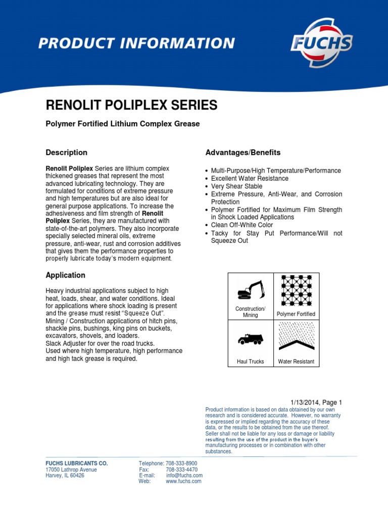 Renolit Poliplex Series - en | PDF | Bearing (Mechanical) | Mechanical Engineering