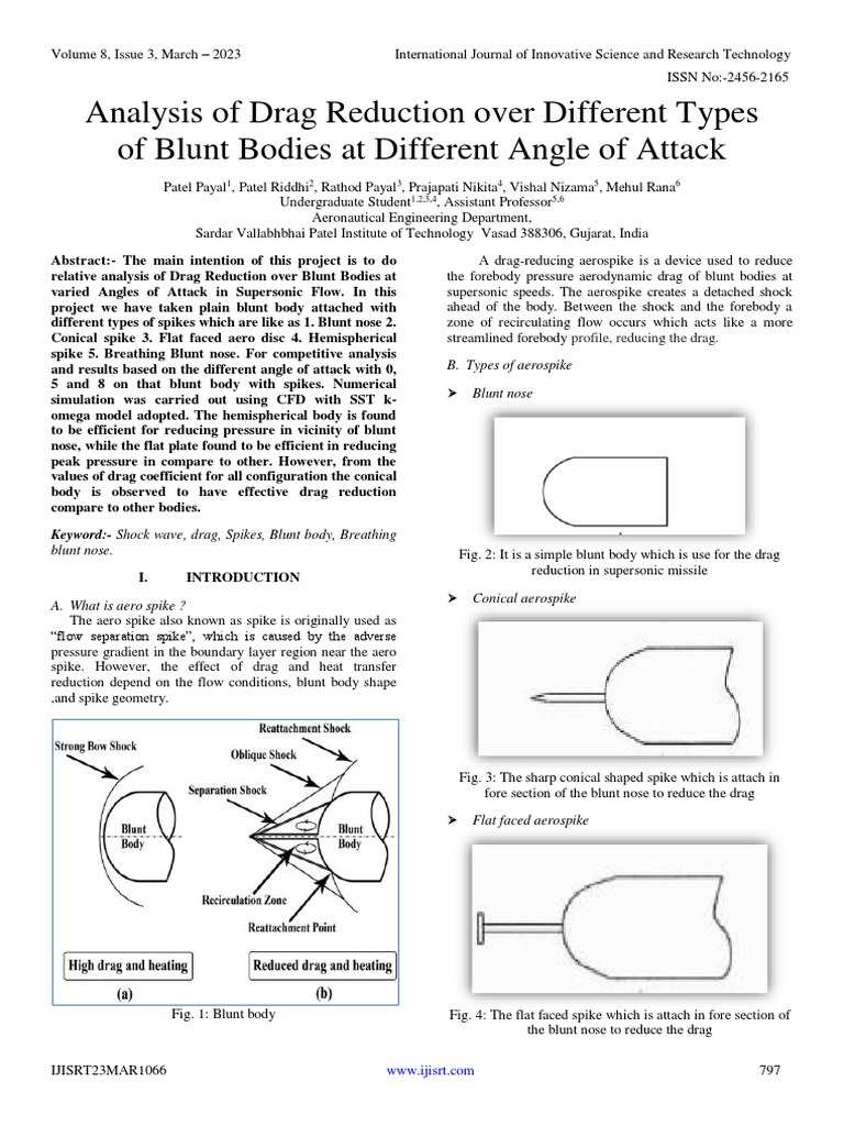 Analysis of Drag Reduction Over Different Types of Blunt Bodies at ...