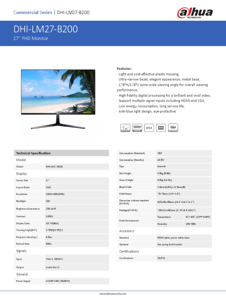 Dhi LM27 B200 | PDF | Computer Monitor | Hdmi