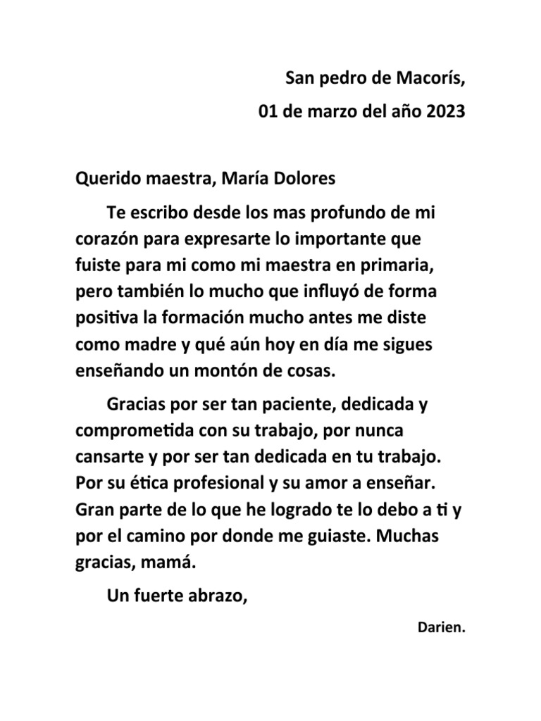 Carta A Mi Maestra | PDF