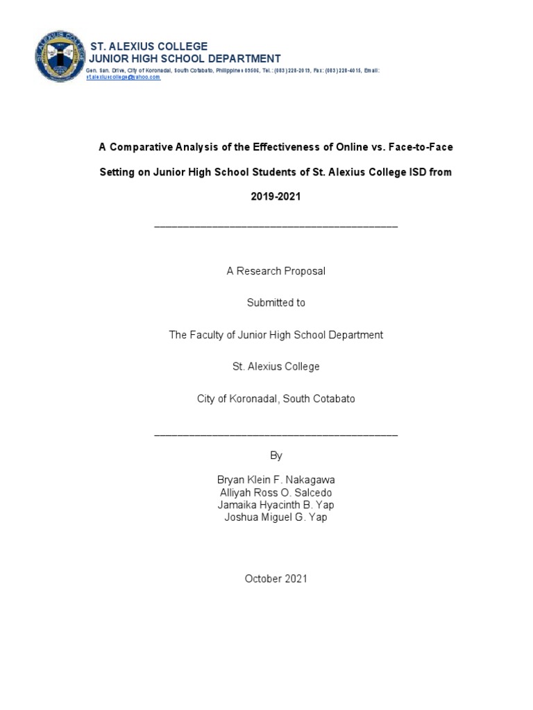 Assessing the Impact of Online Learning vs. Face-to-Face Instruction: A ...
