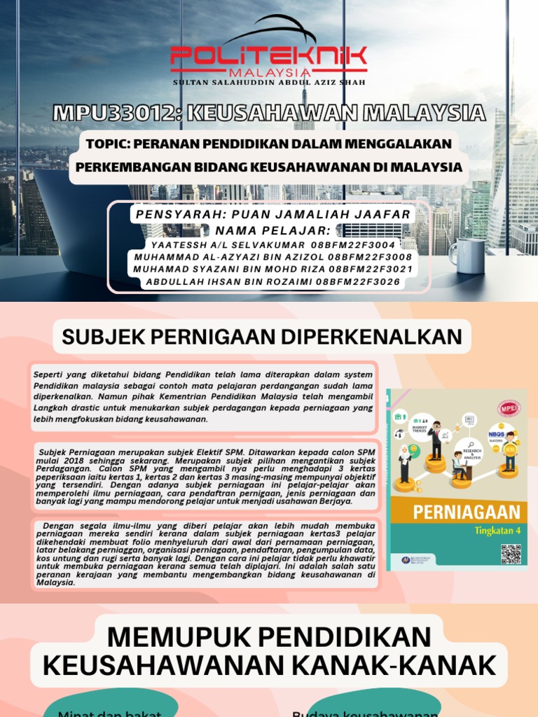 Peranan Pendidikan Dalam Mengalakkan Perkembangan Bidang Keusahawanan ...