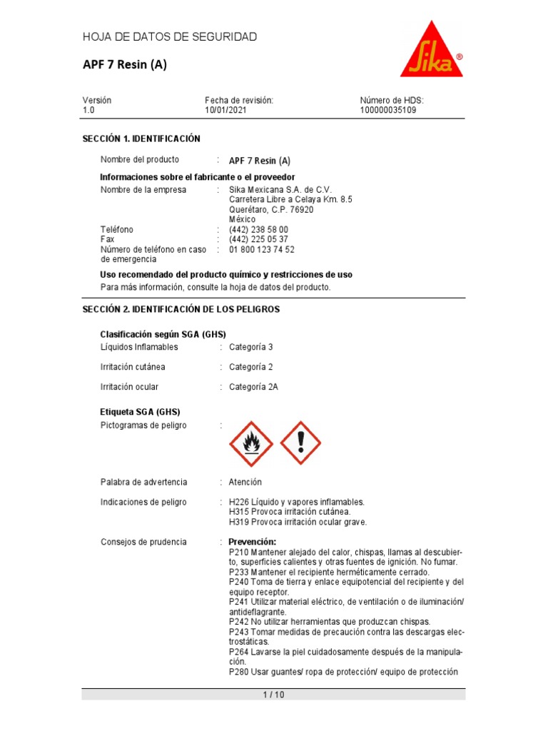 S Apf 7 Resin A | PDF | Agua | Toxicidad