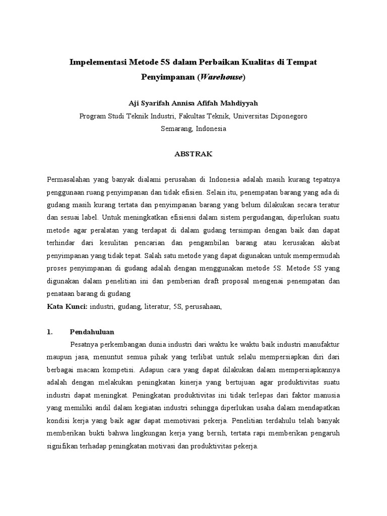 Efisiensi Gudang dengan Metode 5S | PDF