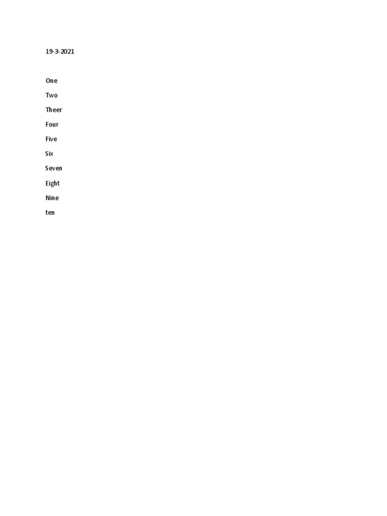 Number List from One to Ten | PDF