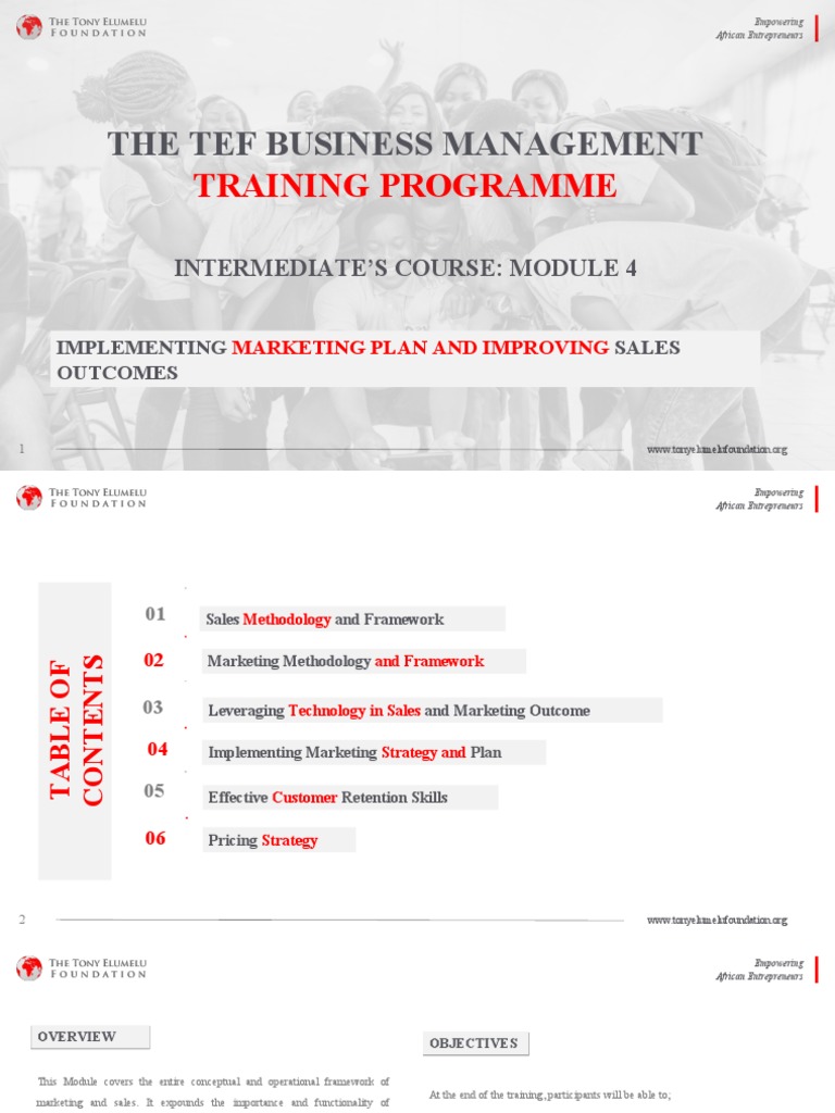 The Tef Business Management: Training Programme | PDF | Pricing | Marketing