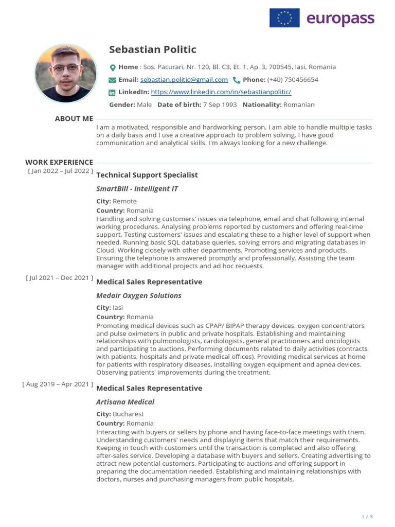 CV - Sebastian Politic (EN) | PDF | Sales | Social Media