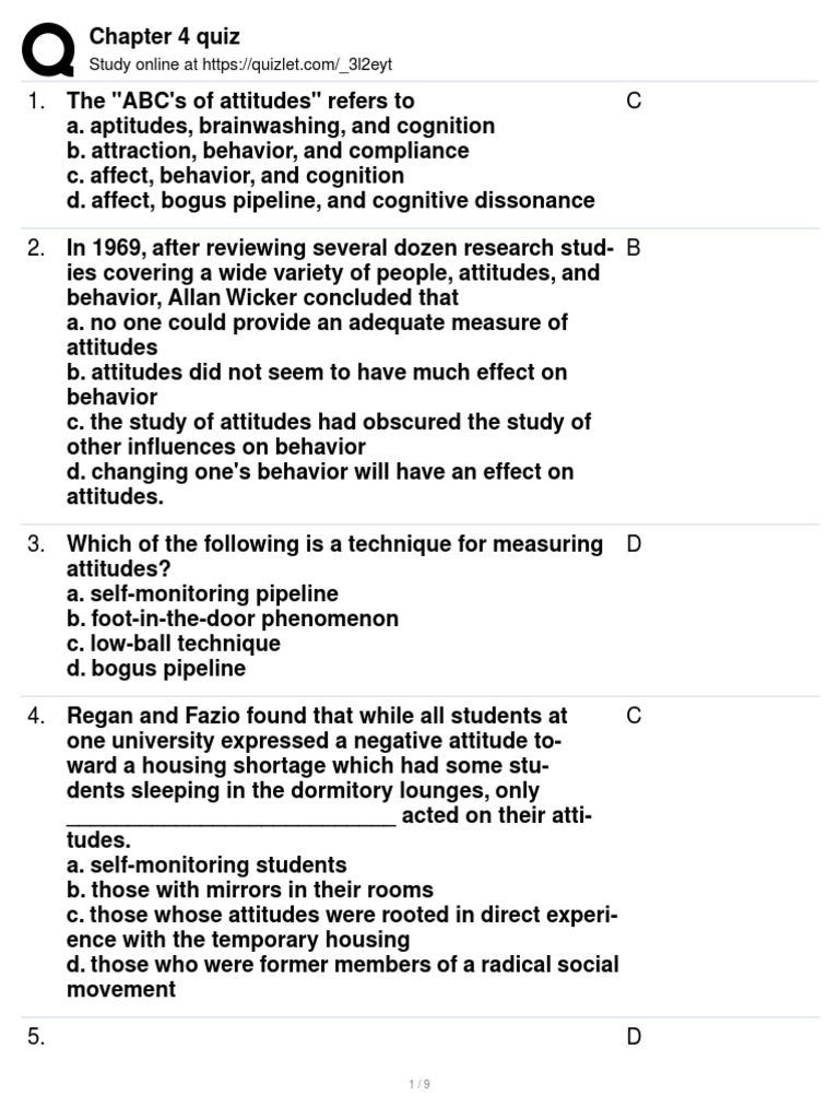 Attitude Questions - 2 | Download Free PDF | Attitude (Psychology) | Cognition