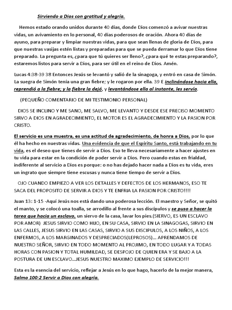 Sirviendo A Dios Con Gratitud y Alegria | PDF | Jesús | Oración