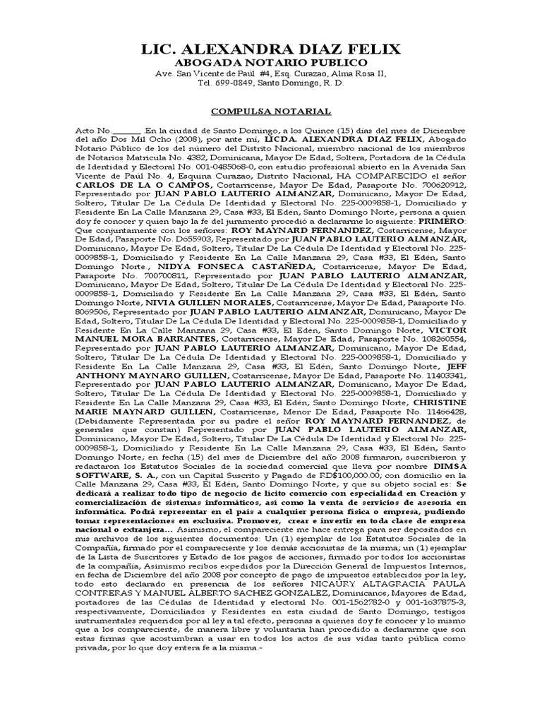 Compulsa Notarial 1 | PDF | República Dominicana Compulsa Notarial 1 | PDF | República Dominicana