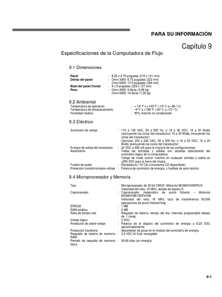 OMNI-6000 Volúmen 1 Capítulo 9 Especificaciones de La Computadora de ...