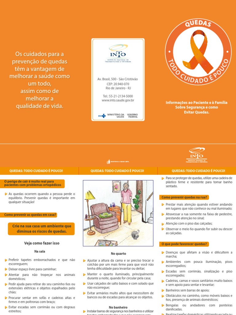 Folder - Quedas - Cuidados para Pacientes e Acompanhantes em Casa e Na ...