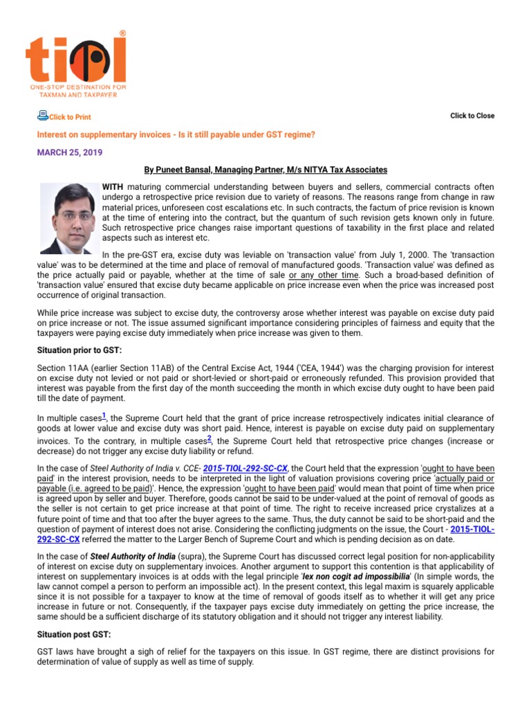 Article-on-supplementary-invoices-under-GST-dated-March-25_2019 | PDF ...
