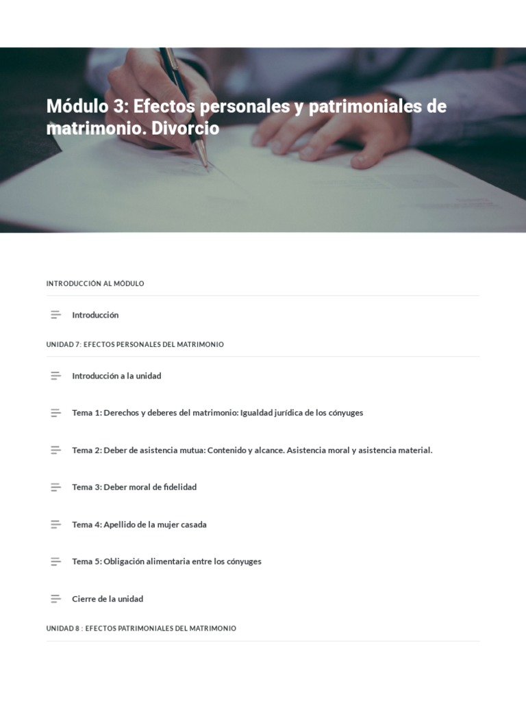 MODULO 3-Efectos Personales y Patrimoniales de Matrimonio - Divorcio | PDF | Divorcio | Matrimonio
