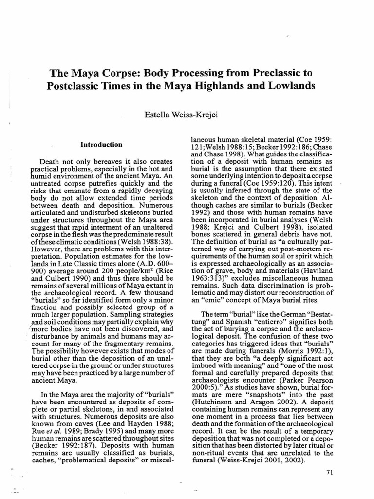 The Maya Corpse Body Processing From Pre PDF | PDF | Burial | Maya ...