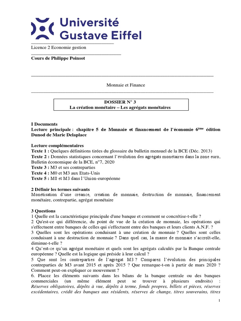 Création Monétaire et Agrégats | PDF | Masse monétaire | Banques