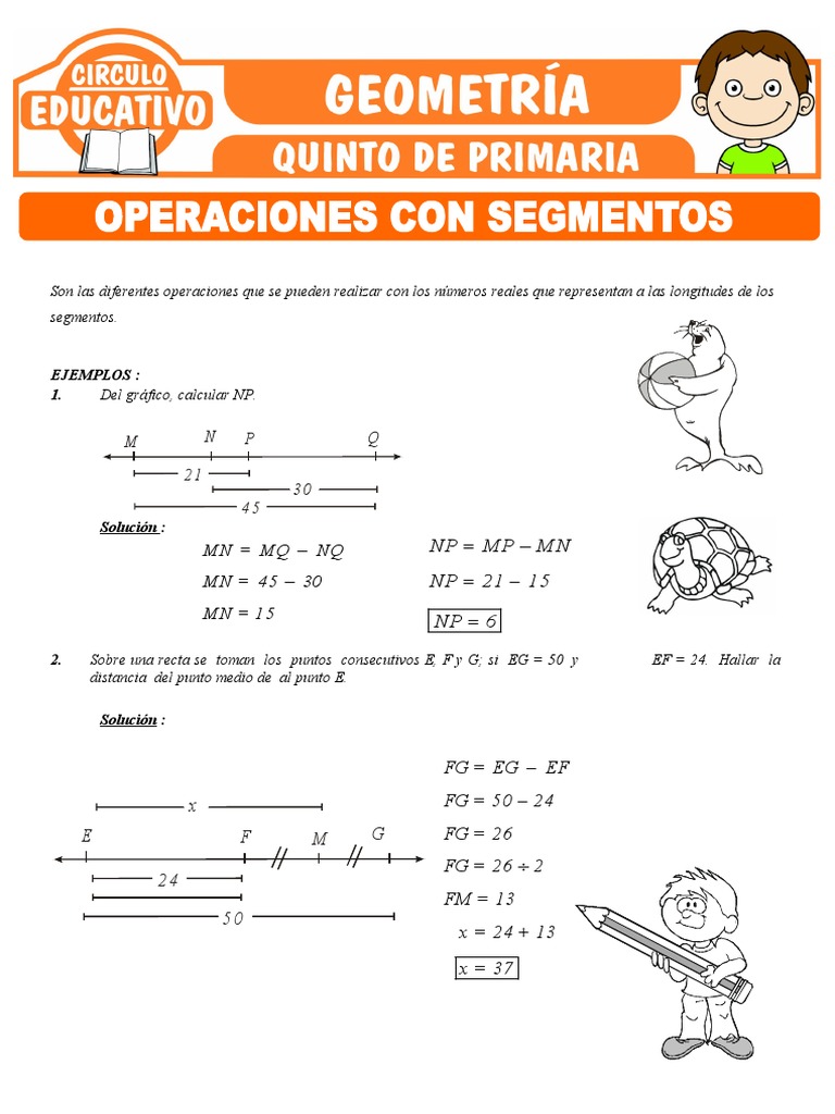 Problemas de Operaciones Con Segmentos para Quinto de Primaria | PDF ...