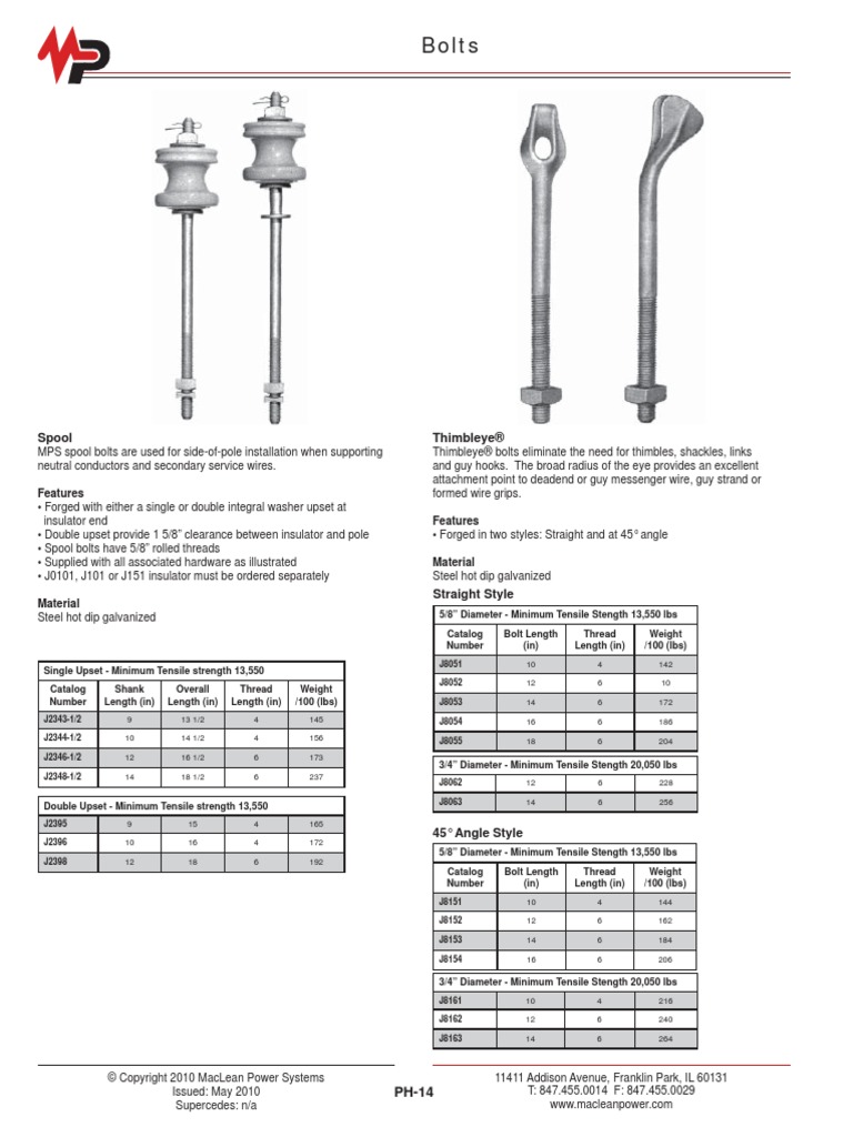 Perno Angular Con Ojal Guardacabo - MACLEAN PH-14 | PDF | Screw | Wire