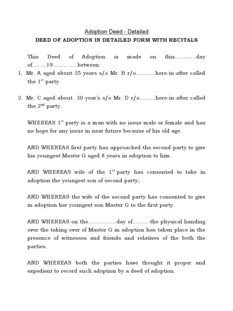 Adoption Deed-2 Detail | PDF | Justice | Crime & Violence