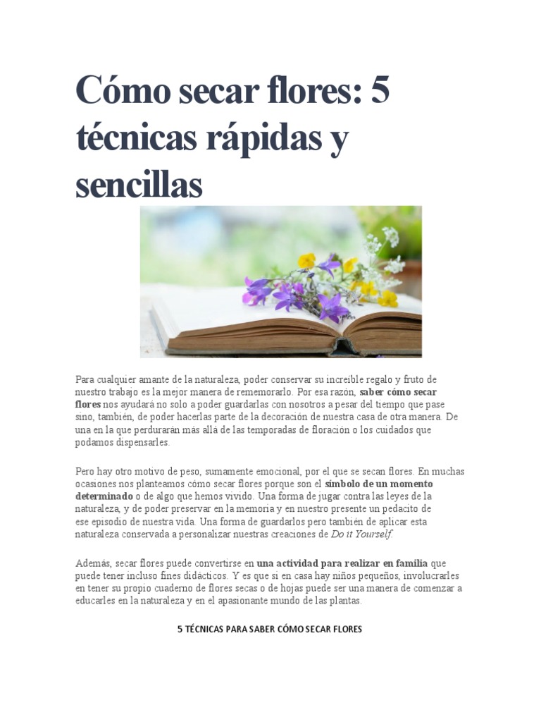 Cómo Secar Flores Pdf Papel