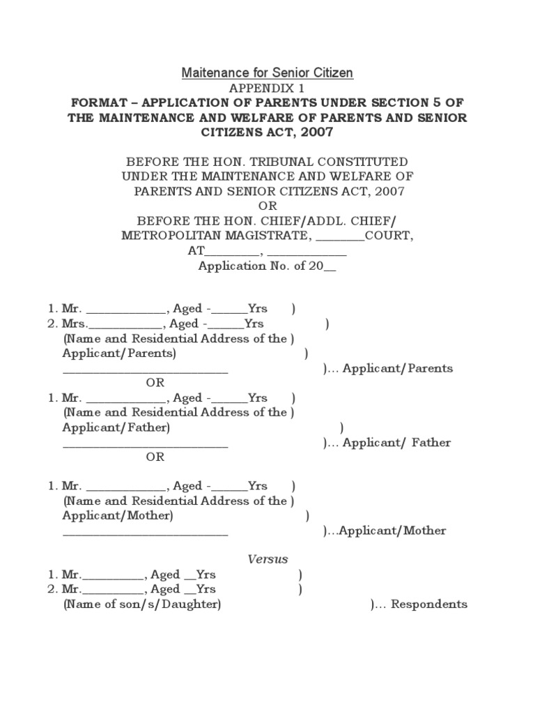 Old Person Maintainance Petition | PDF | Advocate | Justice