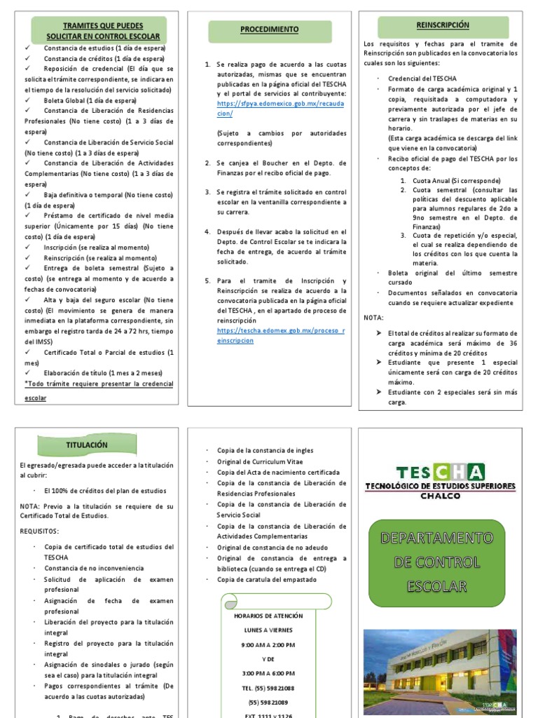 Triptico de Control Escolar | PDF