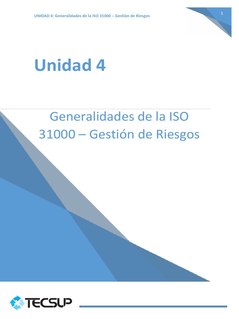 Unidad 05 Generalidades de La ISO 31000 | PDF | Riesgo | Evaluación